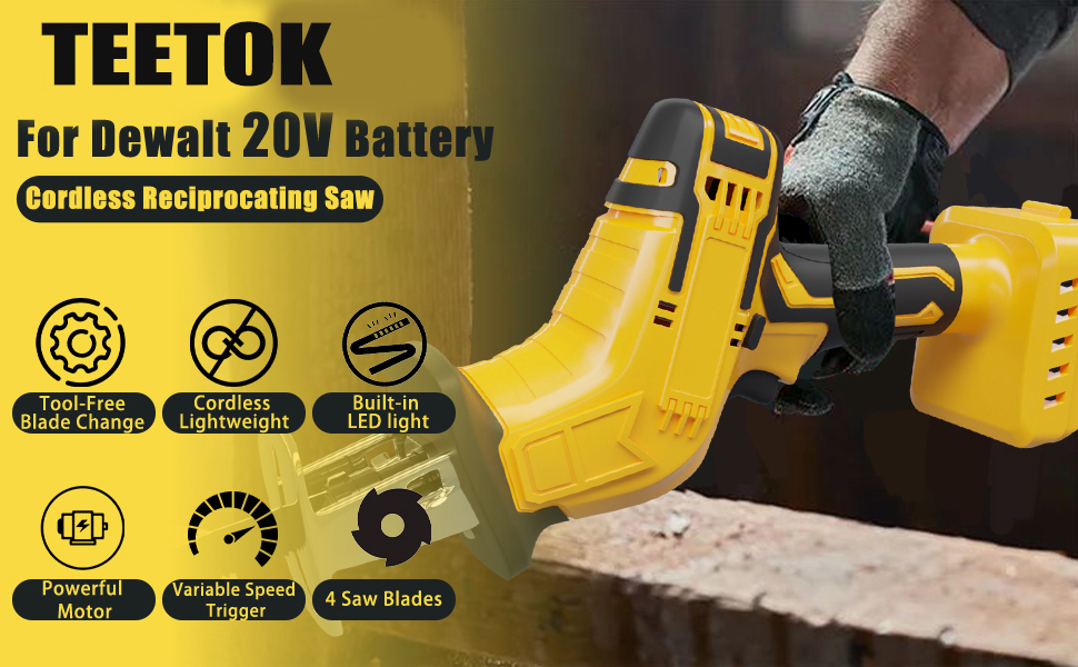 Powerful Reciprocating Saw Comptible with Dewalt 20V Battery,300-350W ...
