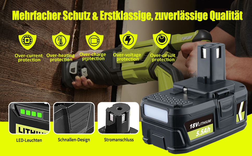 2X 5.5Ah 18V Li-ion batterie de rechange pour Ryobi Batterie 18V pour ...
