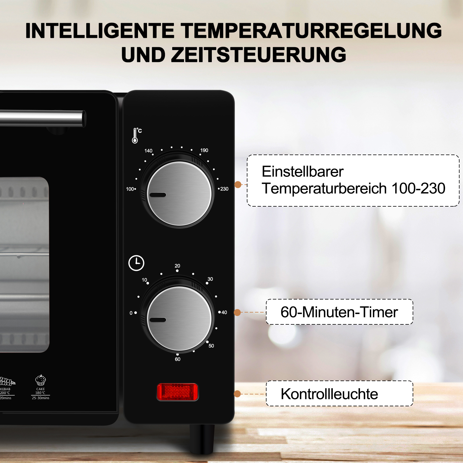 WOLTU Mini Backofen 10 Liter, 650 Watt Toasterofen Pizzaofen ...