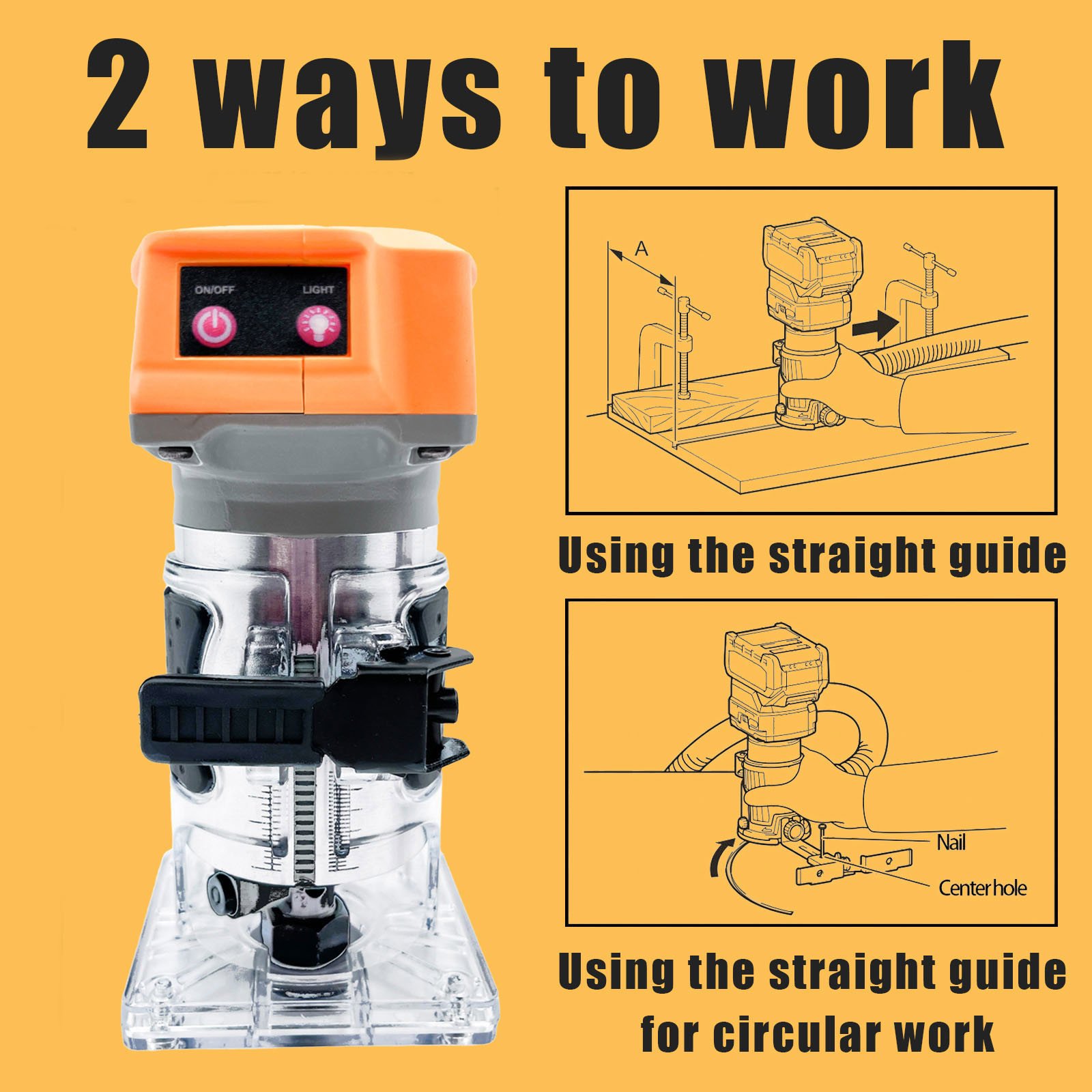 Router bits Cordless Brushless Router Wood Trimmer Replacement for DCW600B DCW604NT DCW604 D26200 No Battery Compatible with DeWALT Battery