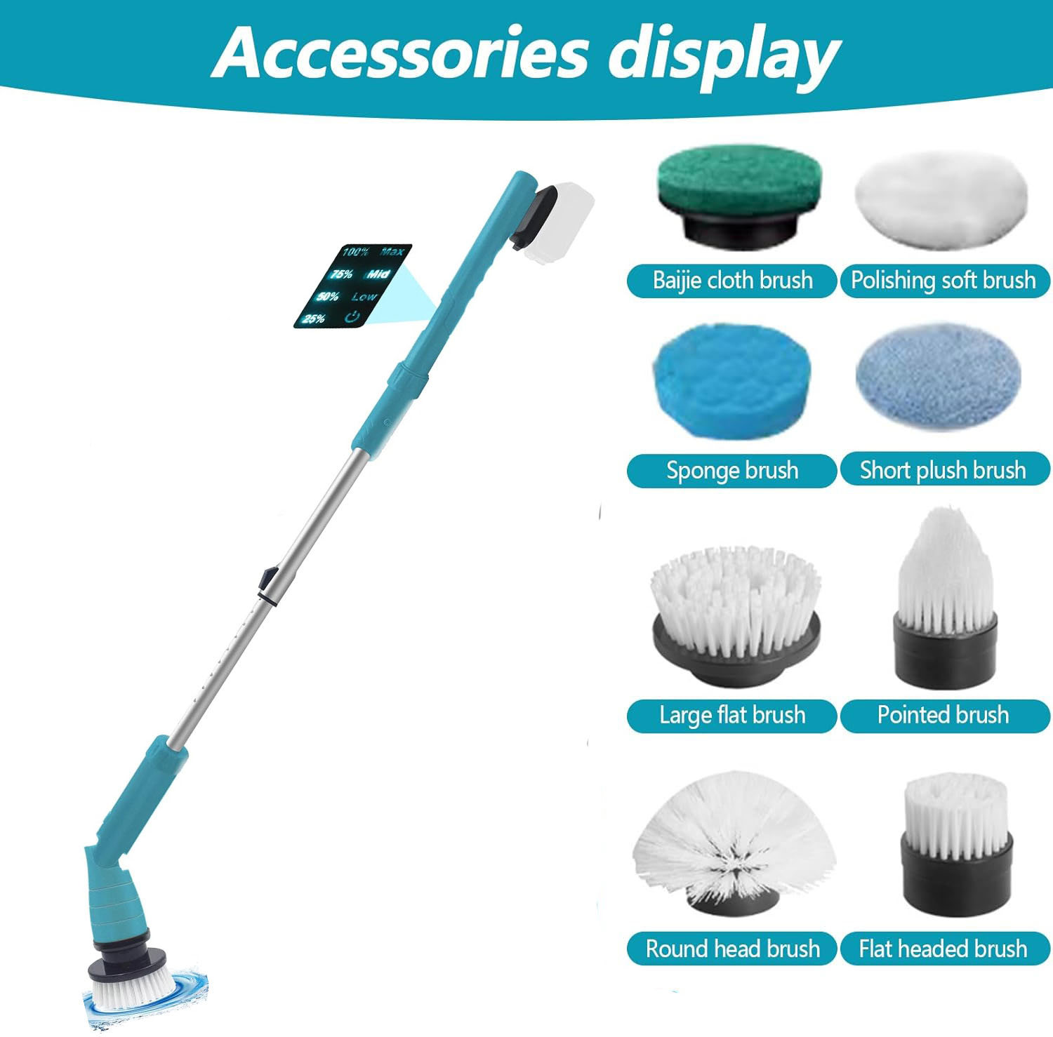 Cordless Electric Cleaning Brush, Rotating Brush with 8 Brush Heads ...
