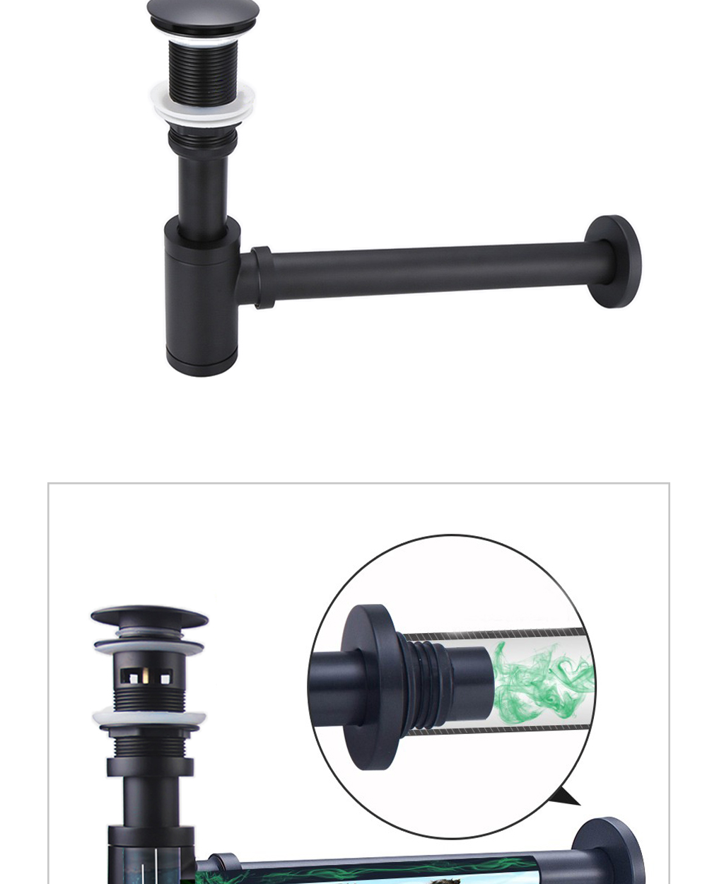 GROOFOO Laiton Siphon de Lavabo+Bonde de Lavabo Pop-up,Universel Siphon ...