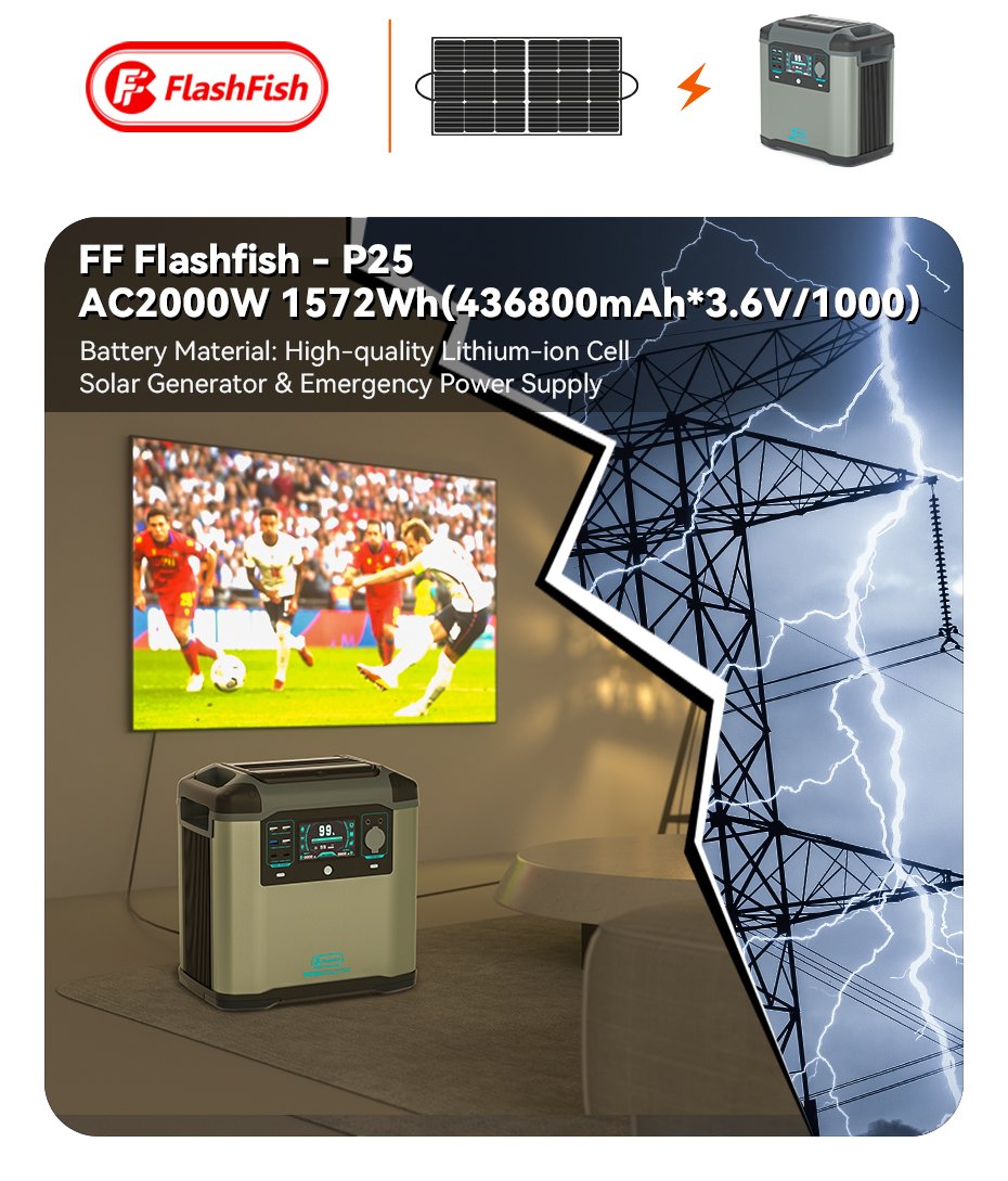 FlashFish Power Station 2000W/1573Wh P25 Tragbare Stromzeuger Lithium-ion Batterie ...