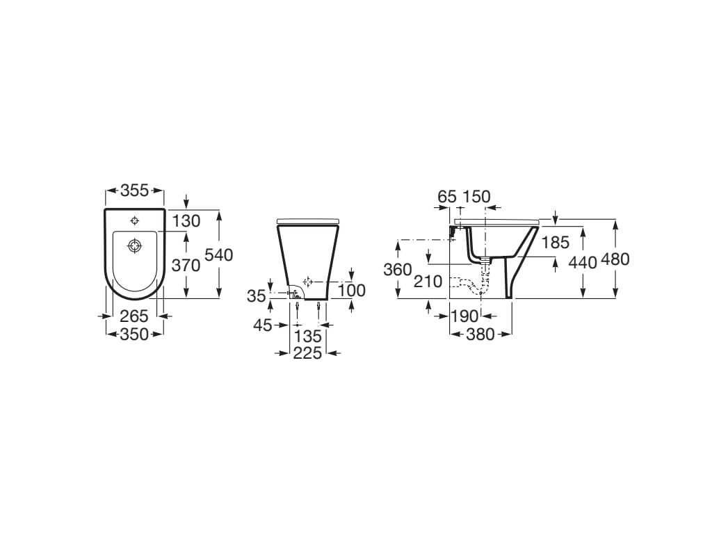 ROUND THE GAP - ROCA bidet mural à hauteur de confort sans couvercle - ROCA