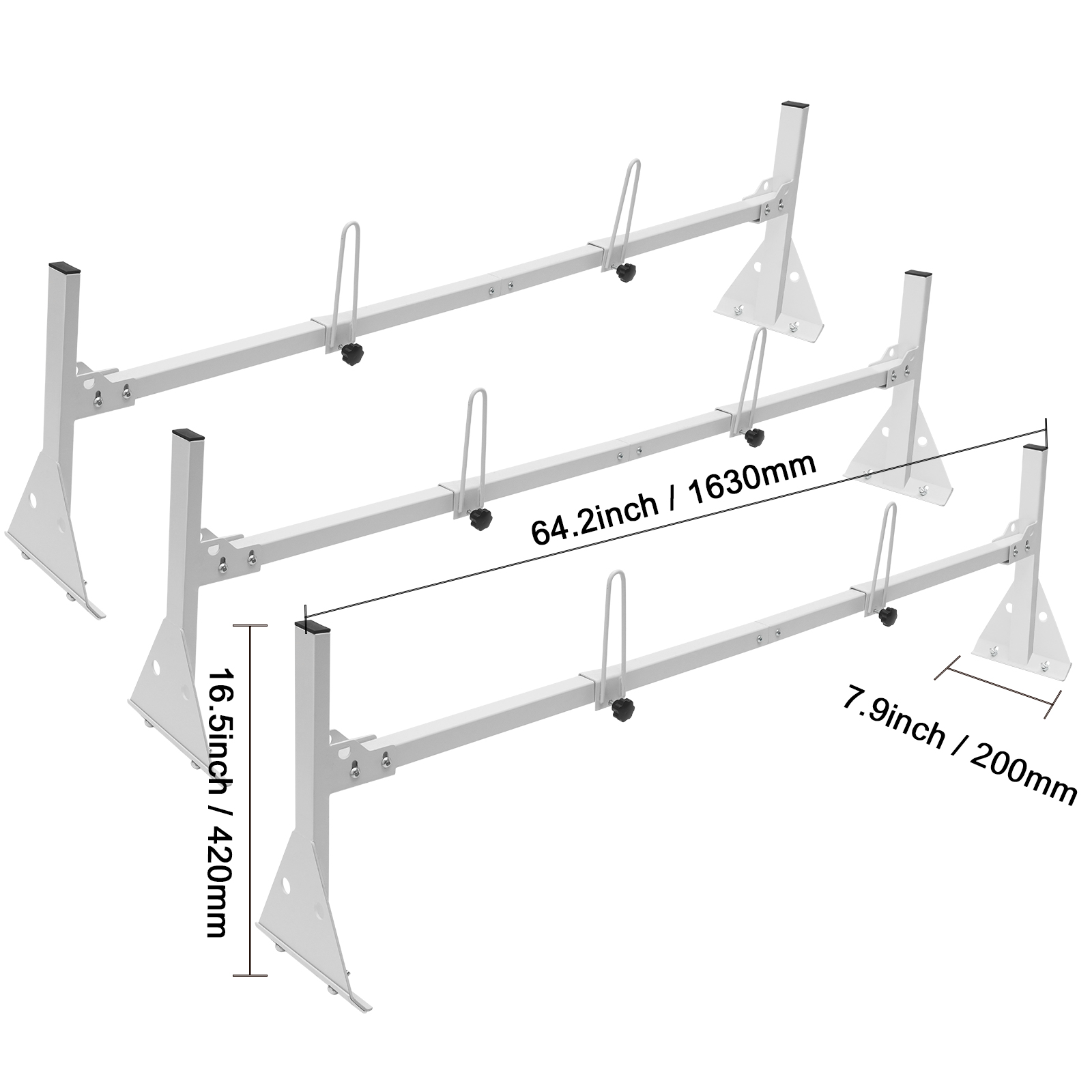 VEVOR Van Roof Ladder Rack, 3 Bar Alloy Steel Ladder Racks with Ladder ...
