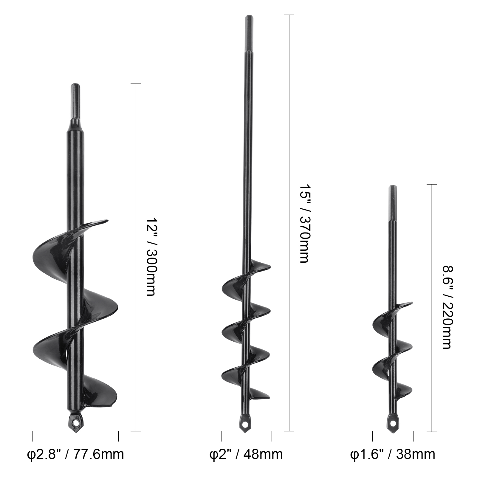 VEVOR Juego de 3 brocas de barrena para plantar, broca de barrena de ...