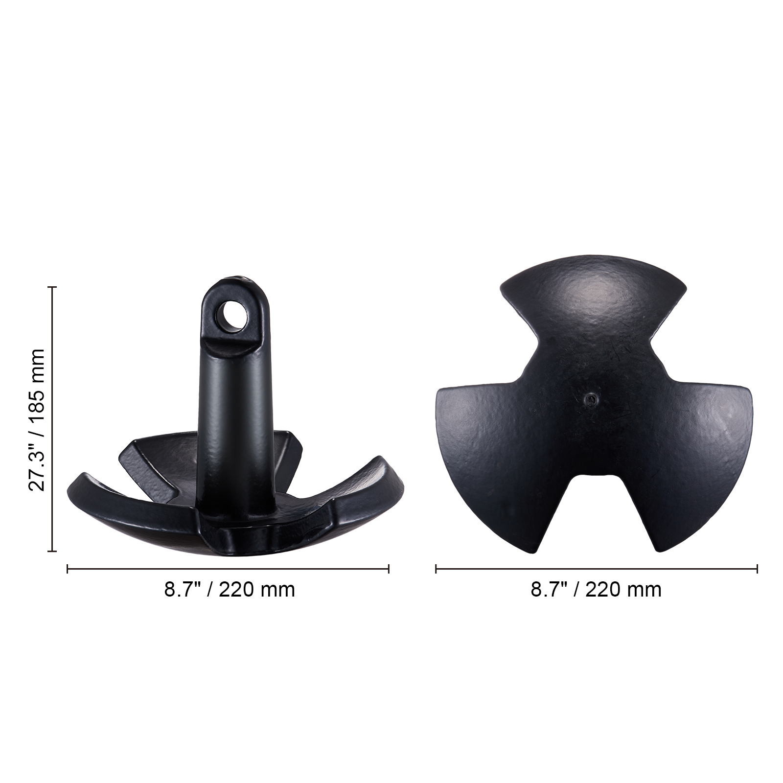 VEVOR River Anchor, 12 LBS Boat Anchor Cast Iron Black Vinyl-Coated ...