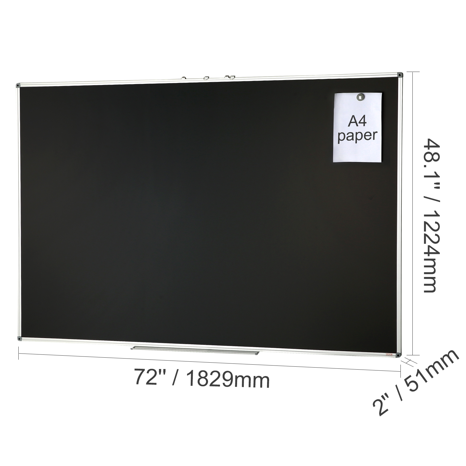 VEVOR Chalk Board, 48 x 72 Inches Large Chalkboard with Aluminum Frame ...