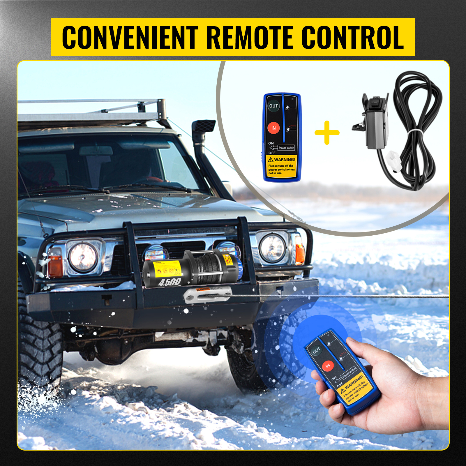 VEVOR Verricello Elettrico con Telecomando 2 KW 12 V Corda Sintetica ...