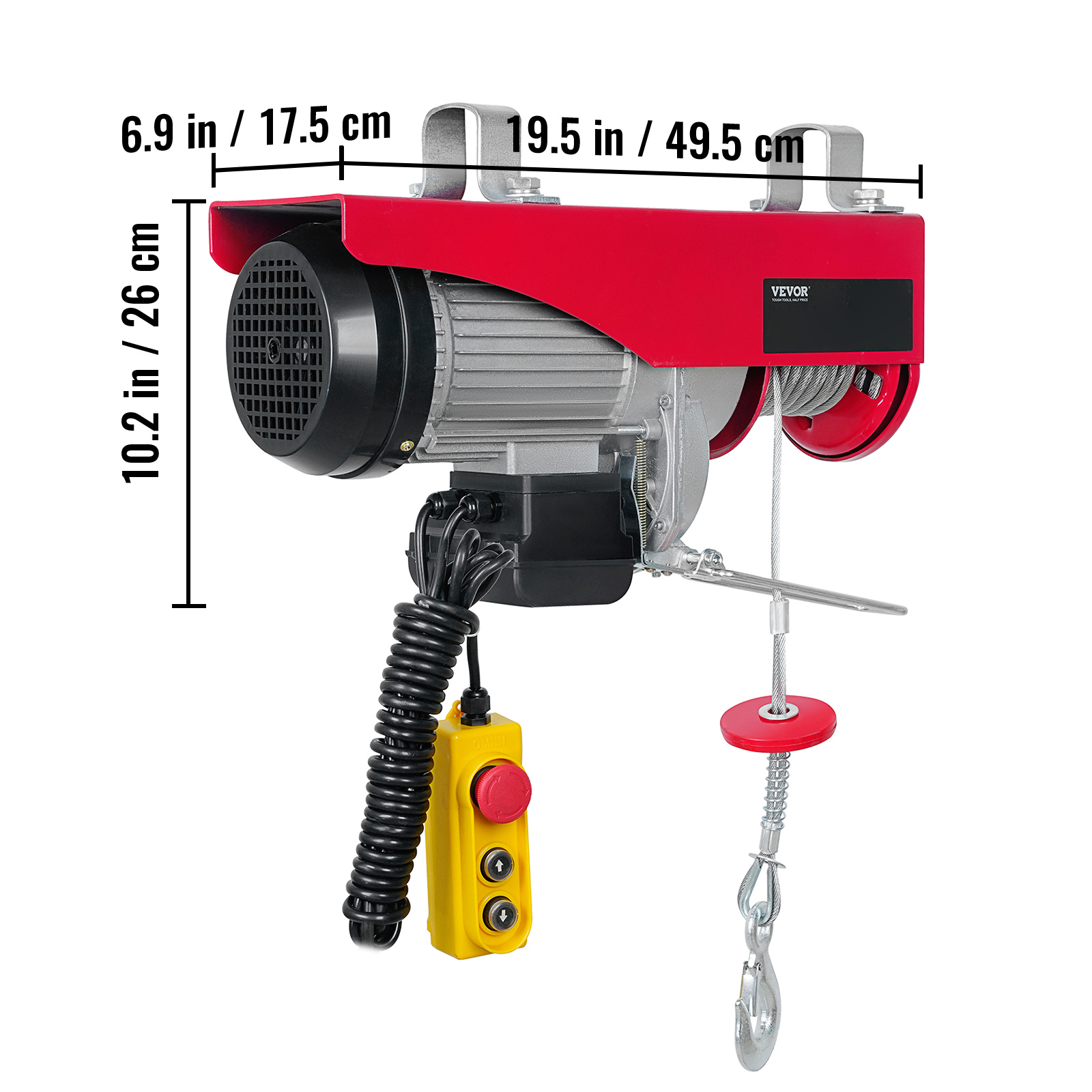VEVOR Treuil a Cable Electrique 1000 kg Palan Electrique avec Telecommande Filaire 4 m Treuil ...