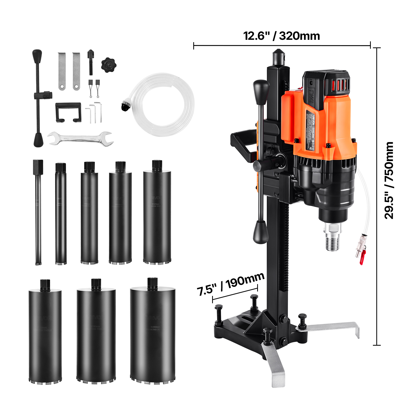 VEVOR Carotatrice per Calcestruzzo, Diametro di Foratura 20 a 200 mm ...