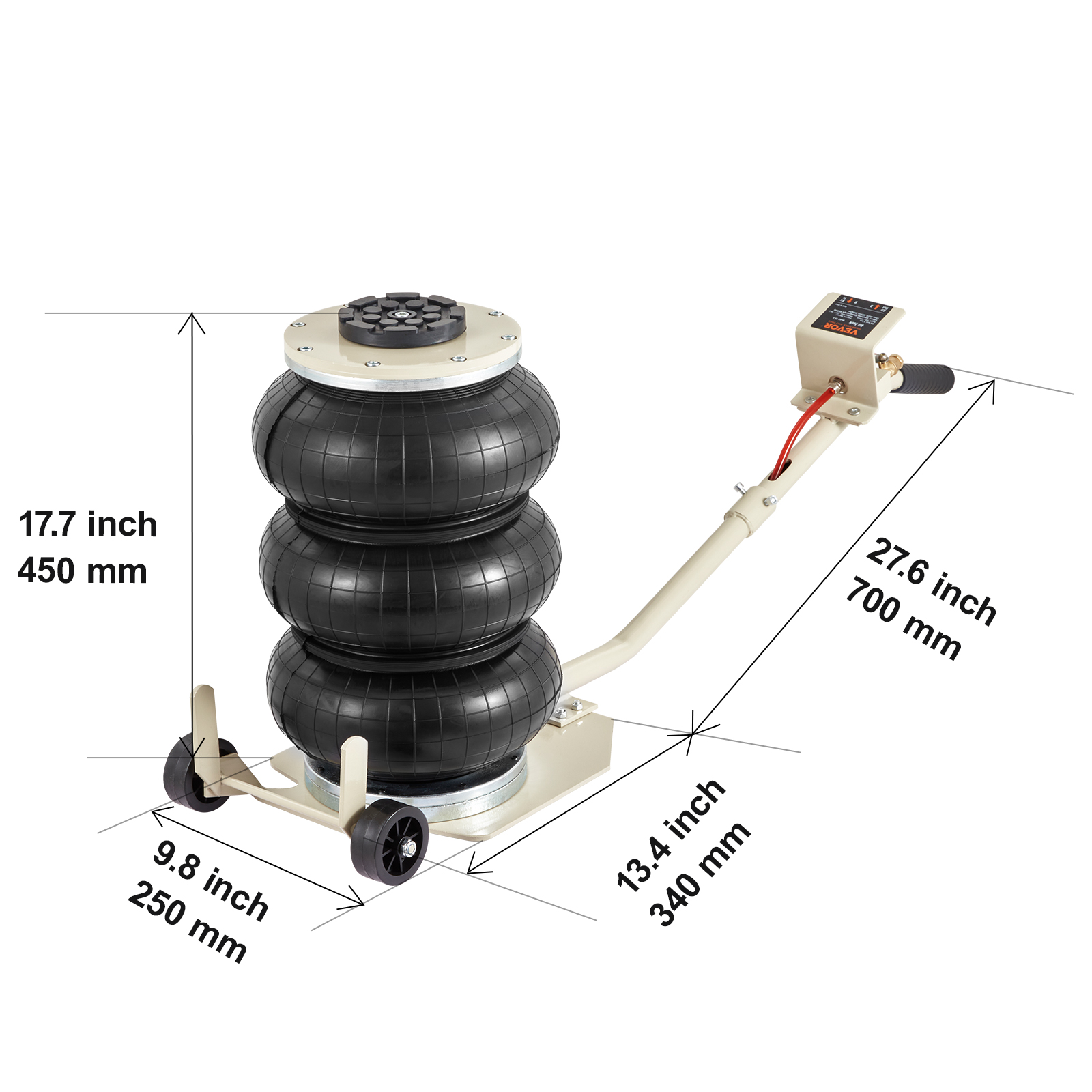 VEVOR Air Jack, 3 Ton/6600 lbs Triple Bag Air Jack, Airbag Jack with ...