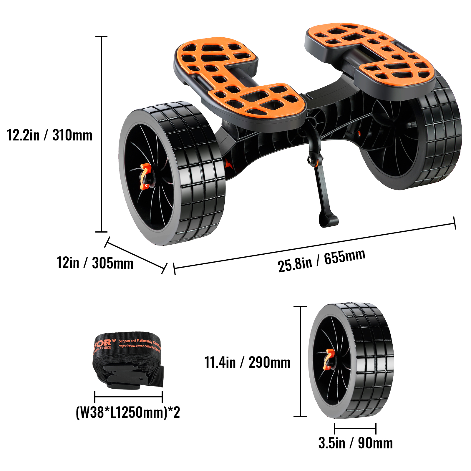 VEVOR Heavy Duty Kayak Cart, 320lbs Load Capacity, Detachable Canoe ...