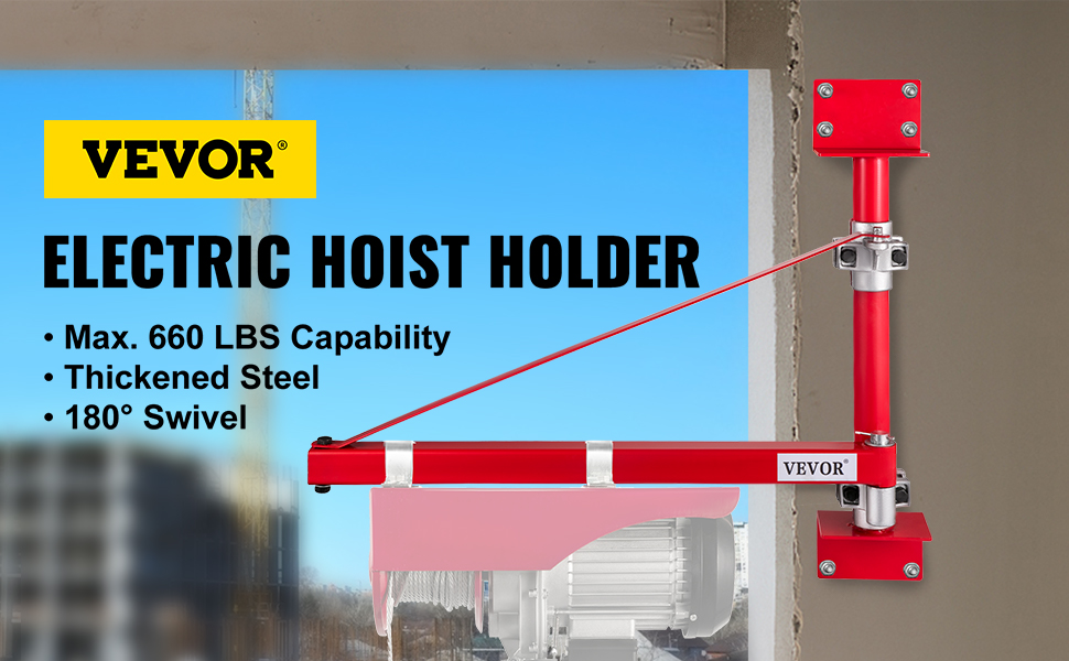 VEVOR Scaffold Electric Hoist Swing Arm 600/300kg, Pivoting Hoist Boom ...