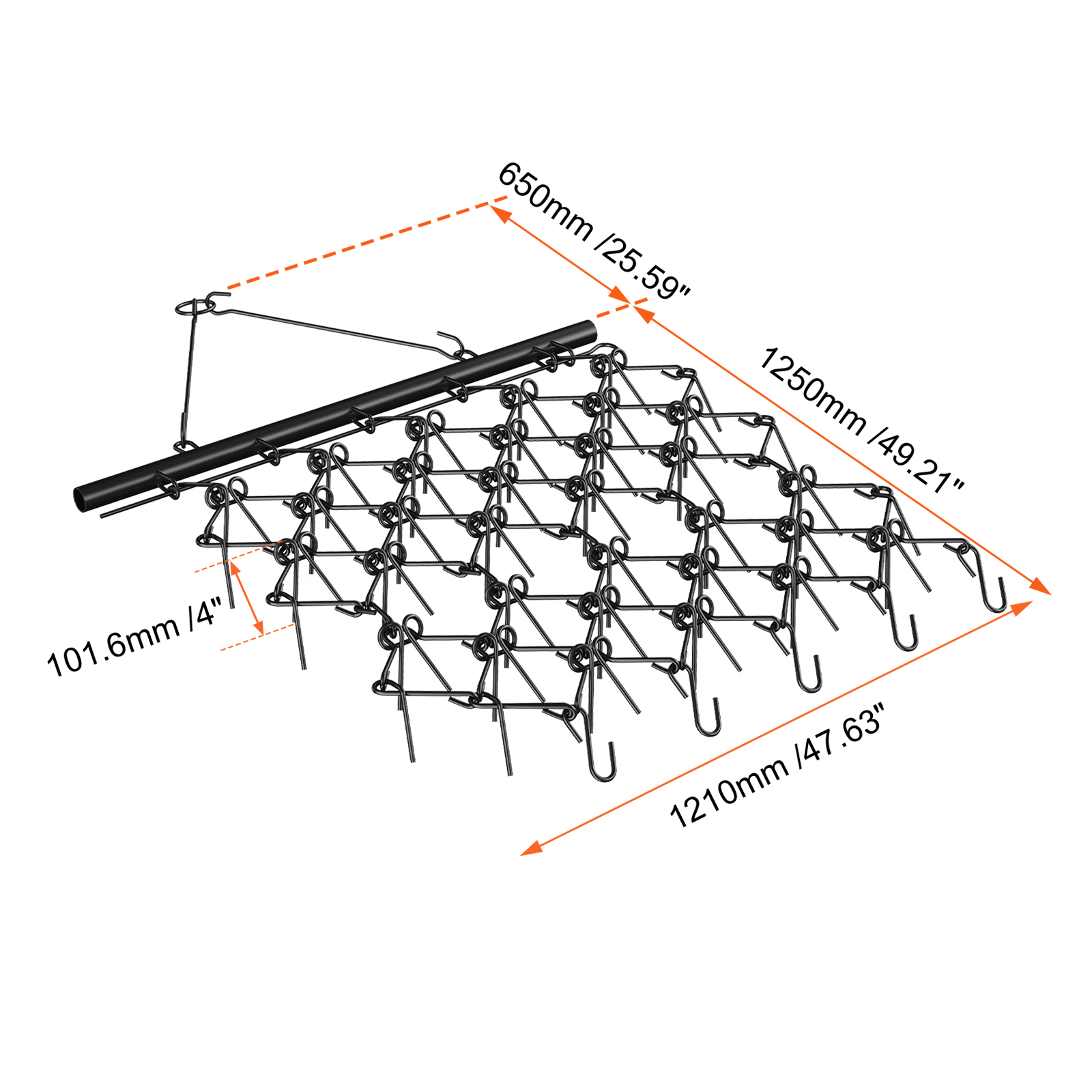 Herse traînante robuste Mophorn 4'x4', herse à chaîne à 69 dents pour ...