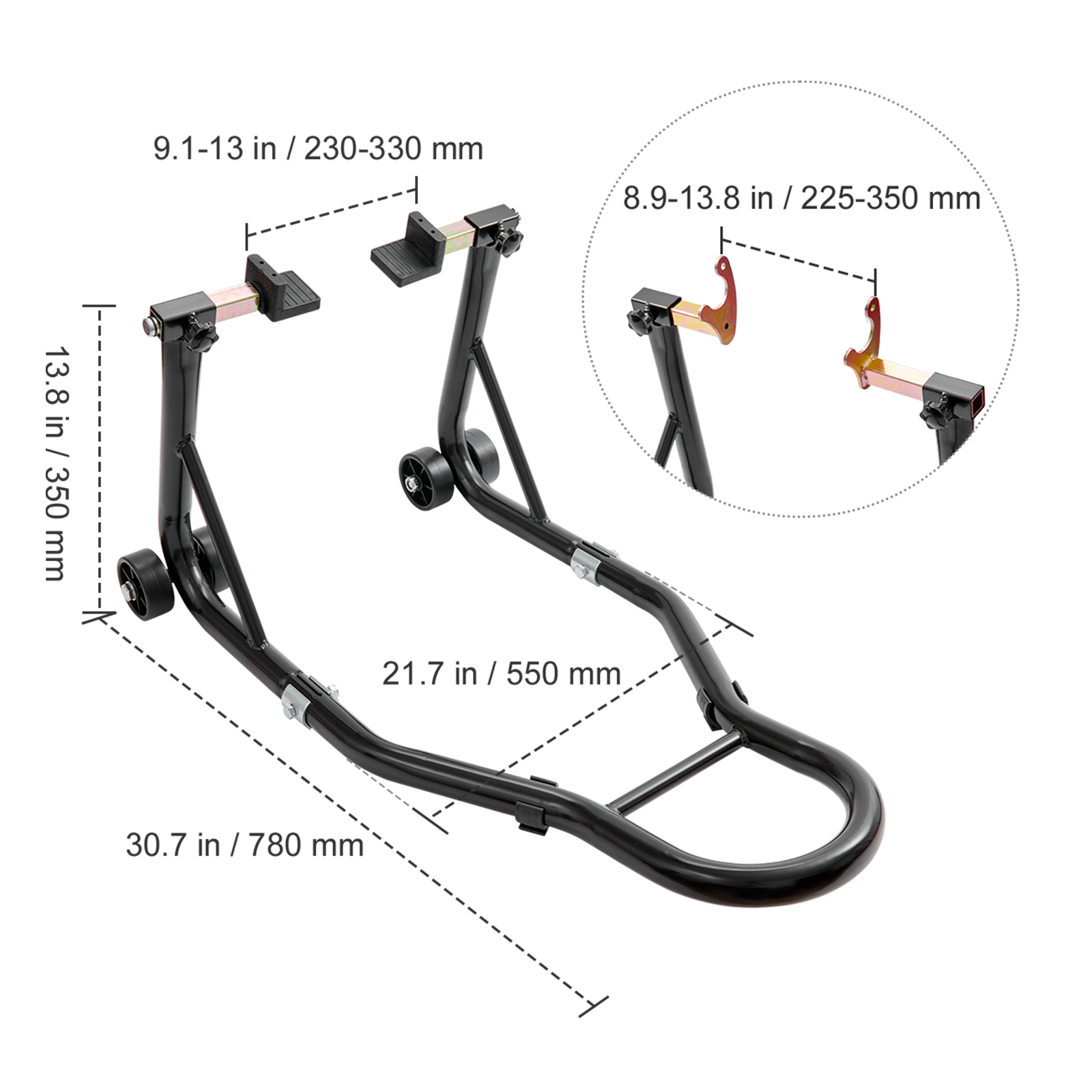 VEVOR Bequille Moto pour Roue Arriere Charge 0,39 T Bequille deAtelier ...