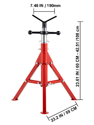 Mophorn V Head Pipe Stand 1/8"-12" Capacity, Adjustable 24"-42" Height ...