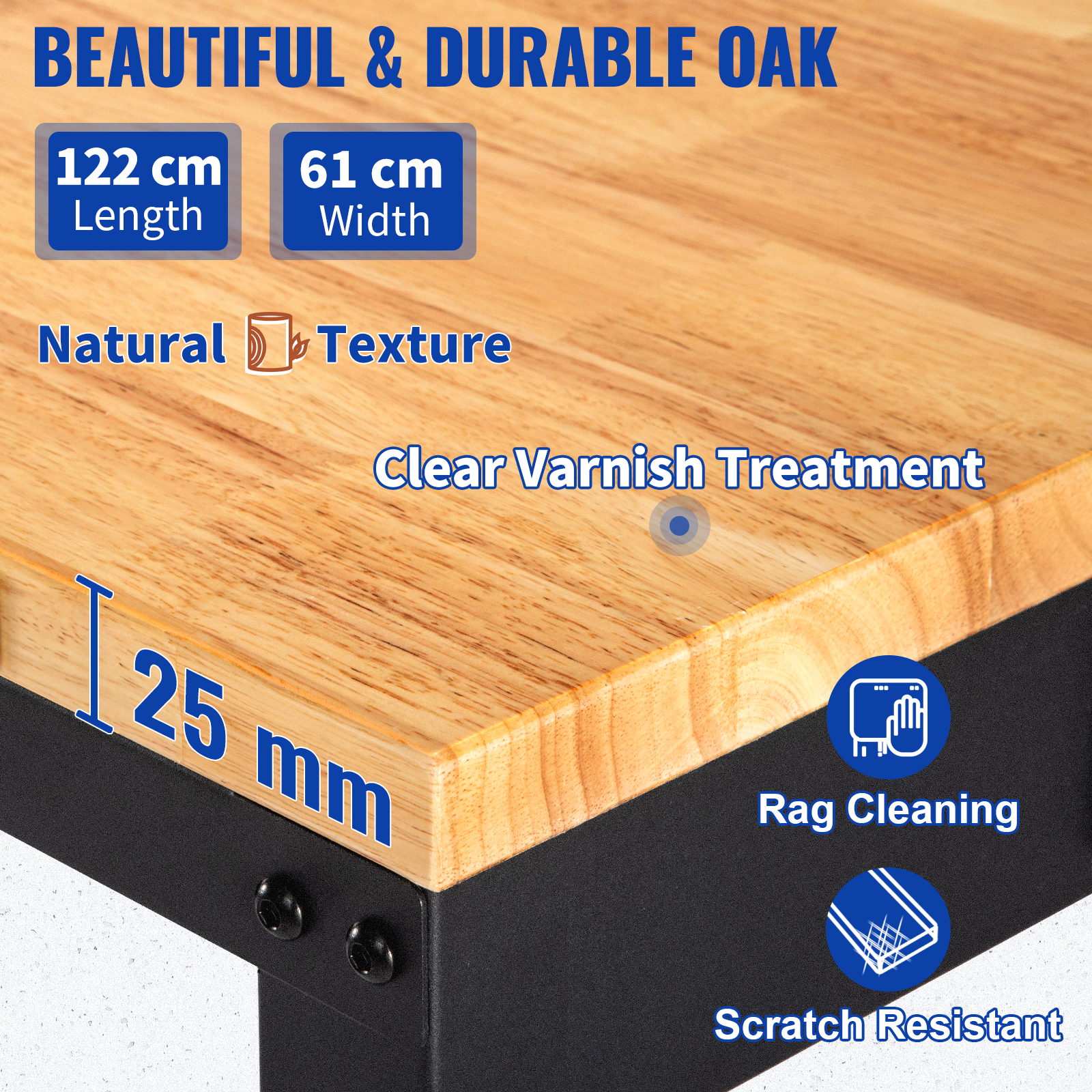 VEVOR Etabli Garage Atelier 122x61x104 cm Table de Travail Hauteur Reglable 79-104 cm, Etabli ...