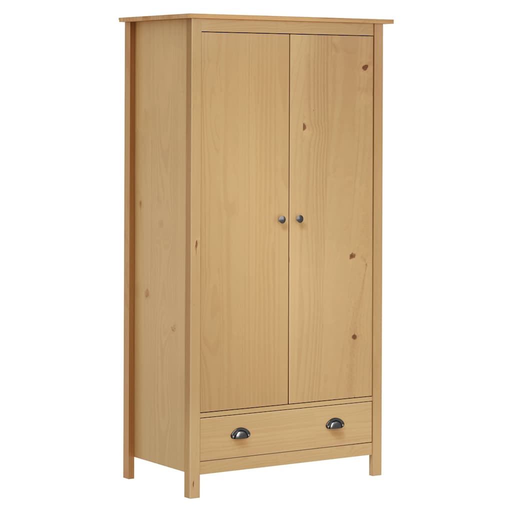 Garde-robe à 2 Portes Bois de Pin Solide 89x50x170 cm Naturel