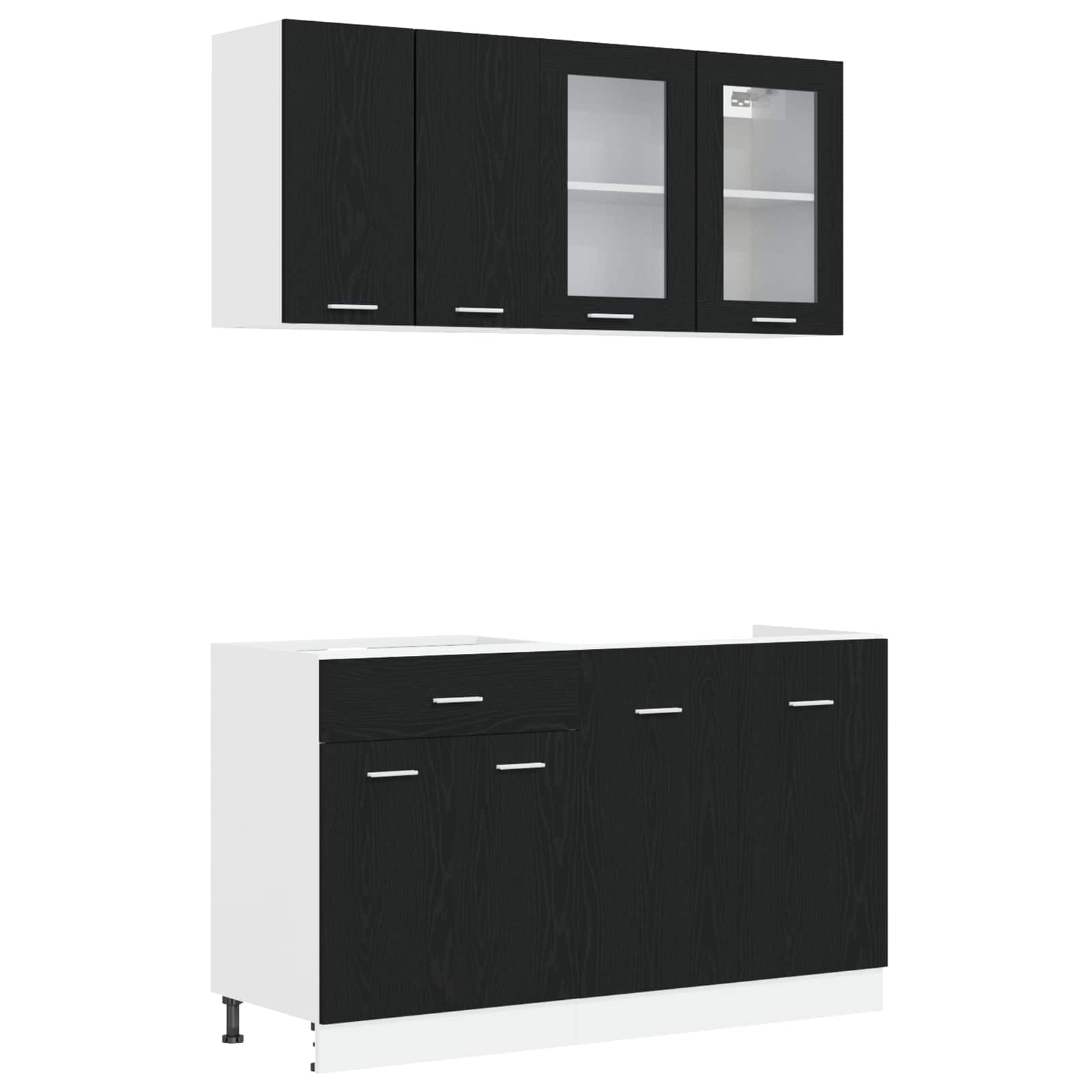 Kitchen Unit Lyon 4 pcs Black Oak Engineered Wood vidaXL