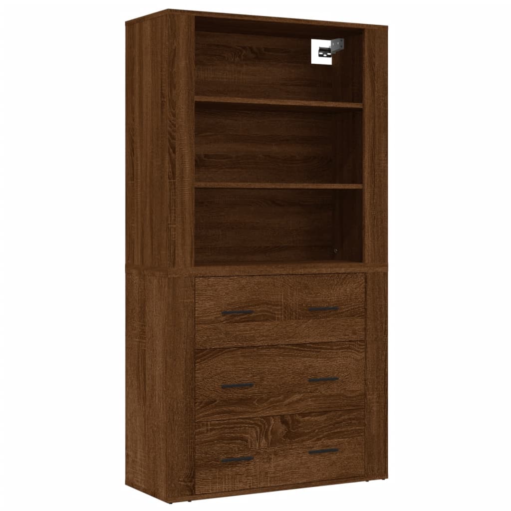 Highboard Sideboard Kommode für Wohnzimmer Küche Braun Eichen-Optik ...
