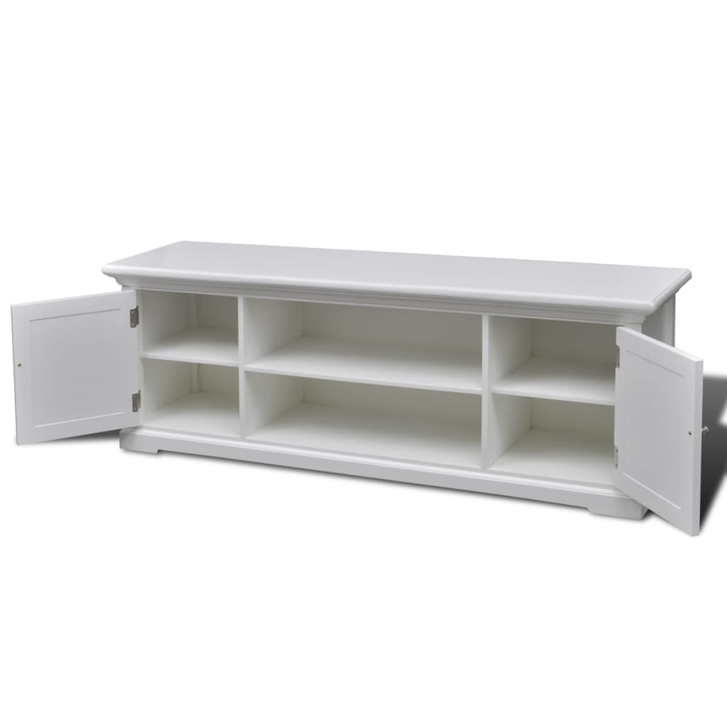 White Wooden TV Stand - White