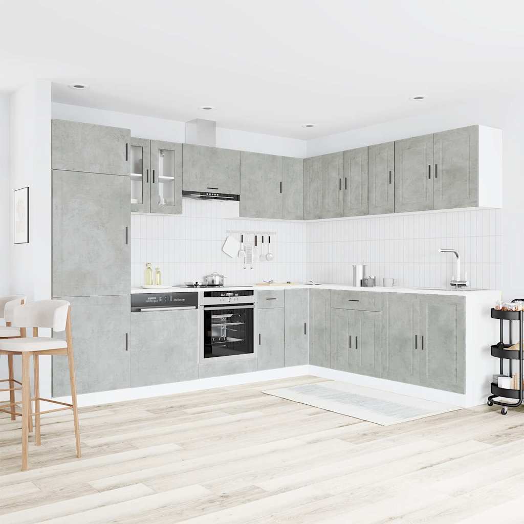 14 Piece Kitchen Cabinet Set Porto Concrete Grey Engineered Wood vidaXL