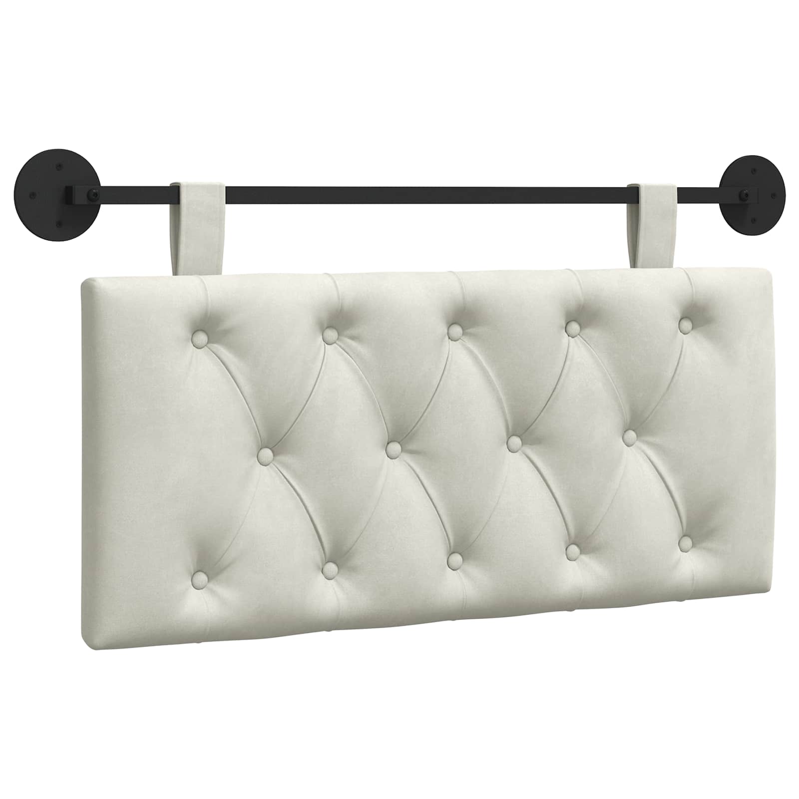 Hanging Headboard with LED Light Cream Velvet vidaXL