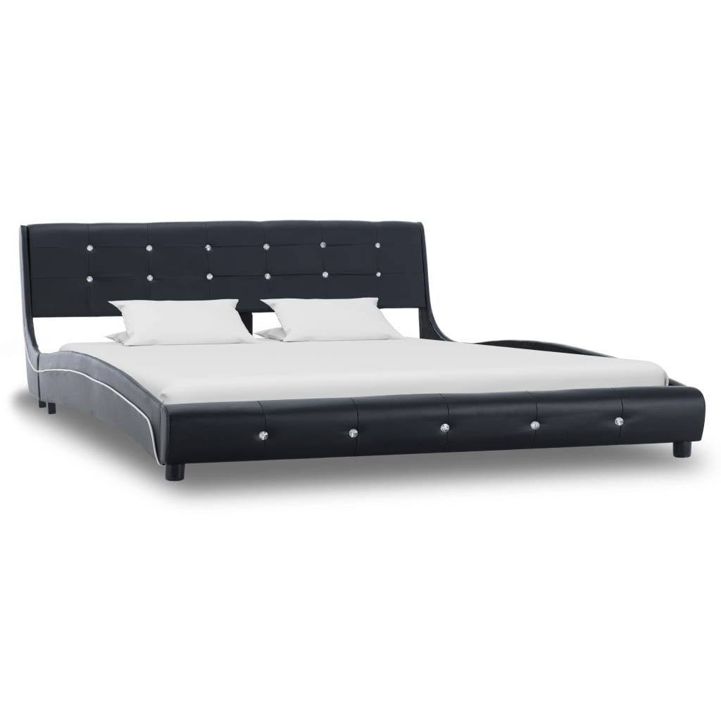 Letto Matrimoniale Moderno Letto con Materasso Nero in Similpelle ...
