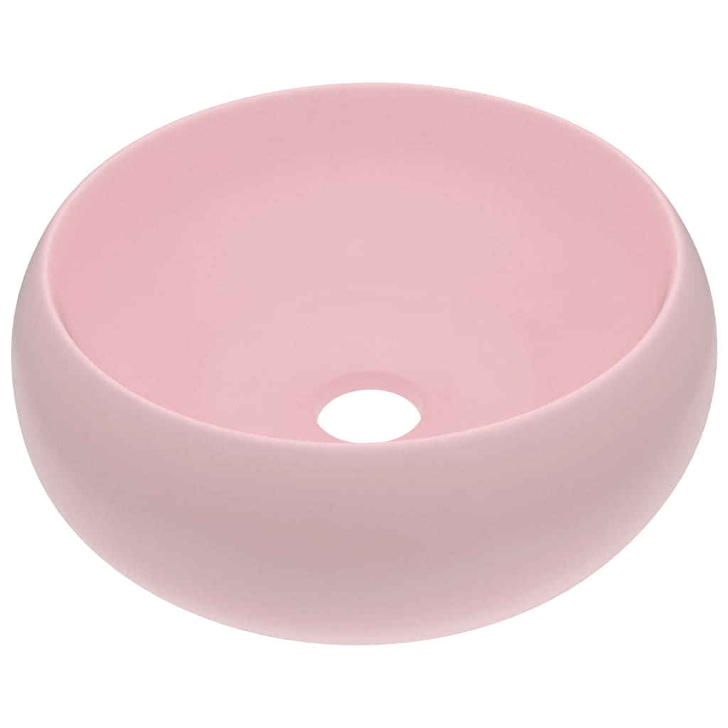 Luxury Wash Basin Round Matt Pink 40x15 cm Ceramic vidaXL