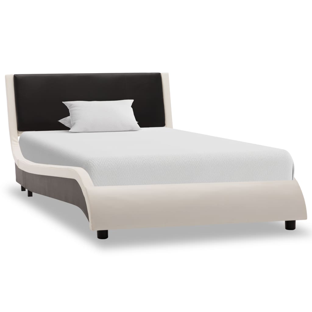 Letto Singolo Moderno Struttura Letto Giroletto con LED Bianco e Nero ...