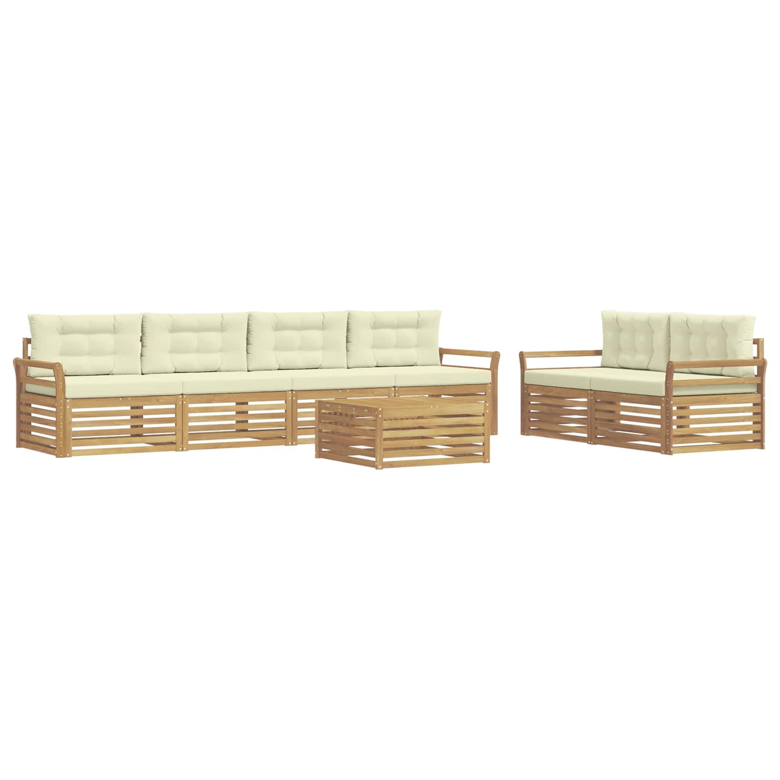 Outdoor Sofa Set 7 pcs White and Cream Solid Acacia Wood vidaXL