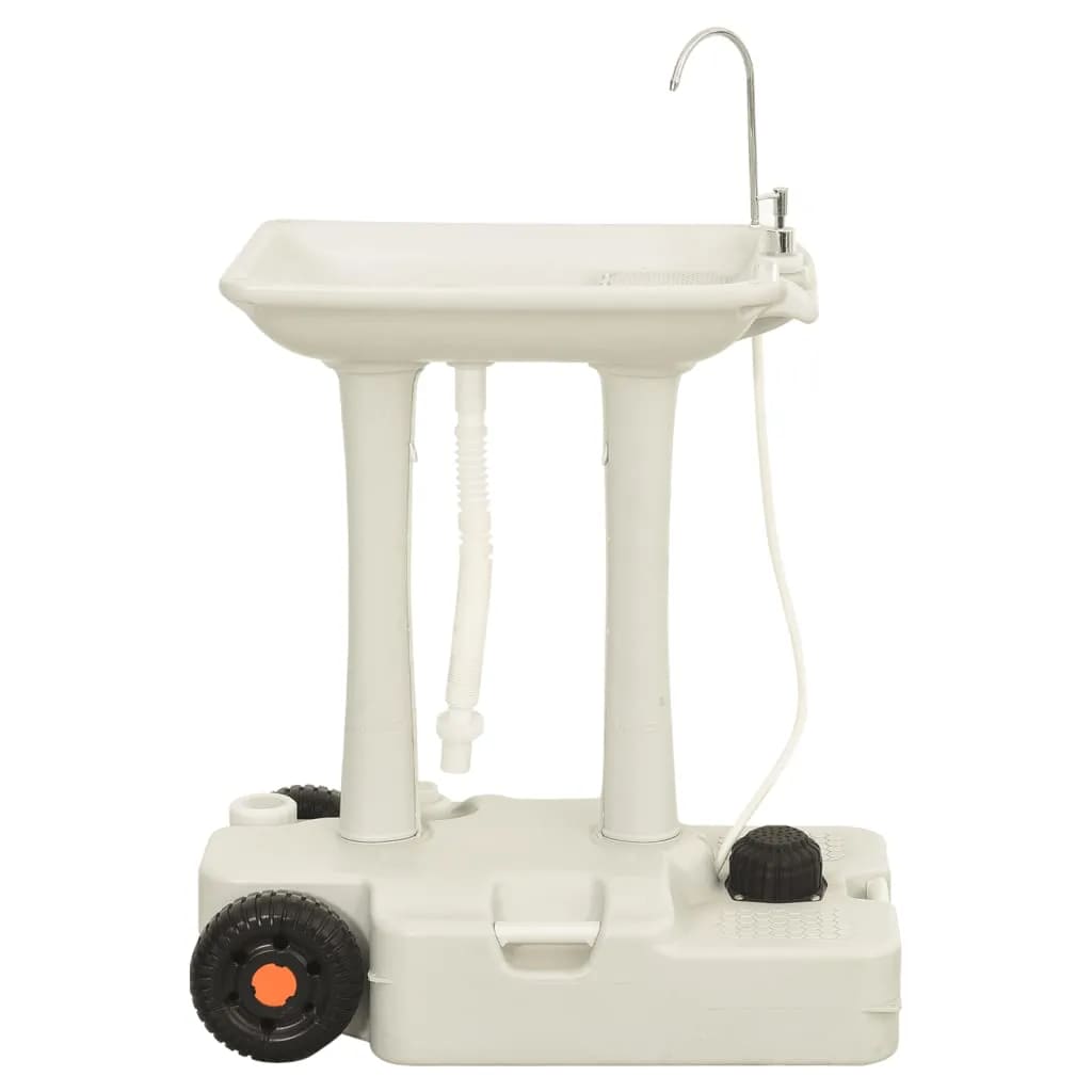 Camping Hand Wash Stand with Wheeled Water Tank Grey vidaXL