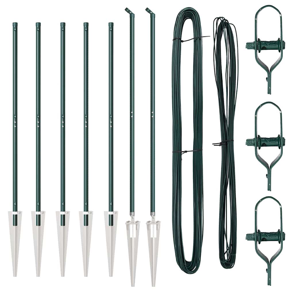 Poteaux de clôture 7 pcs Vert Ø32mm 180 cm Acier galvanisé vidaXL