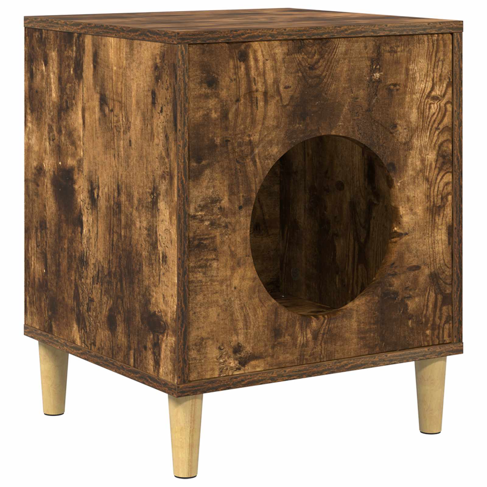 Cat House Smoked Oak 42.5 x 40 x 53 cm Engineered Wood vidaXL