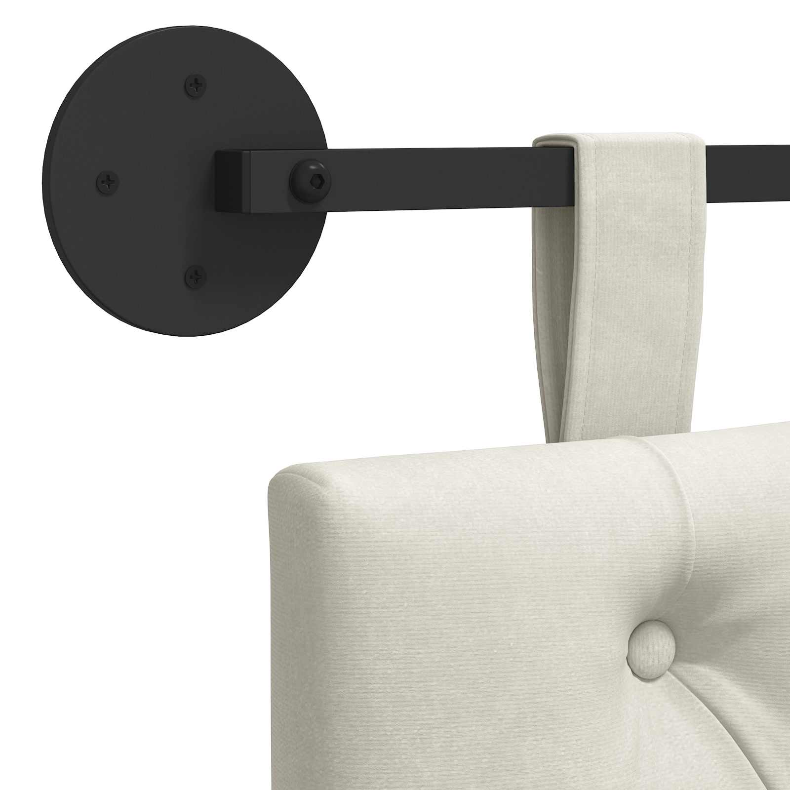 Hanging Headboard with LED Light Cream Velvet vidaXL