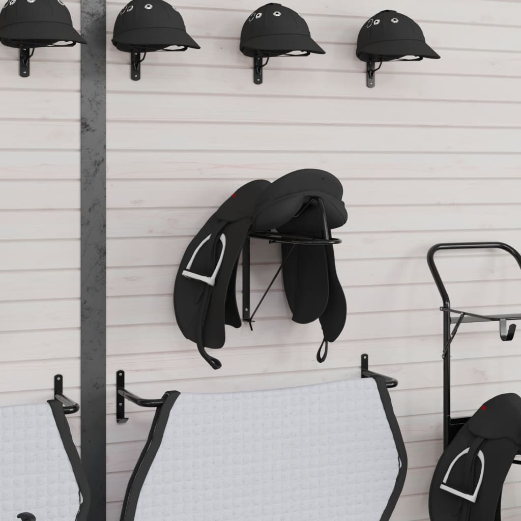 Foldable Saddle Rack Wall Mounted Black Iron vidaXL