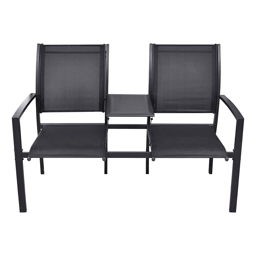 2 Sitzer Gartenbank 131 cm Stahl und Textiline Schwarz vidaXL