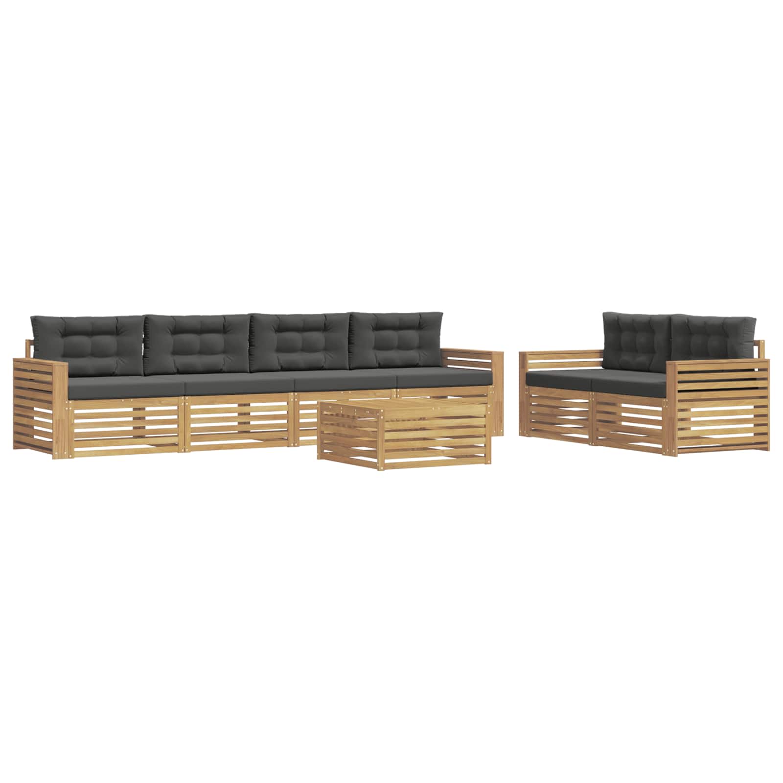 Outdoor Sofa Set 7 pcs White and Anthracite Solid Acacia Wood vidaXL