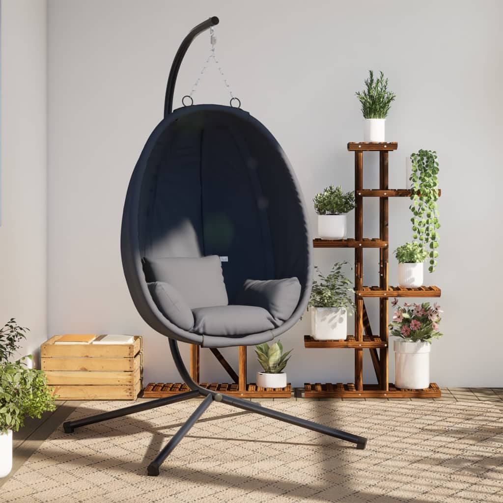 Hanging Egg Chair with Stand Anthracite Fabric and Steel vidaXL