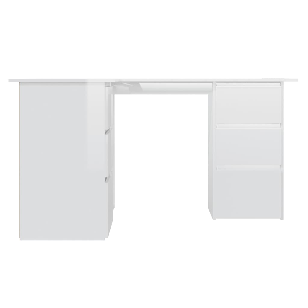 Corner Desk High Gloss White 145x100x76 cm Engineered Wood vidaXL