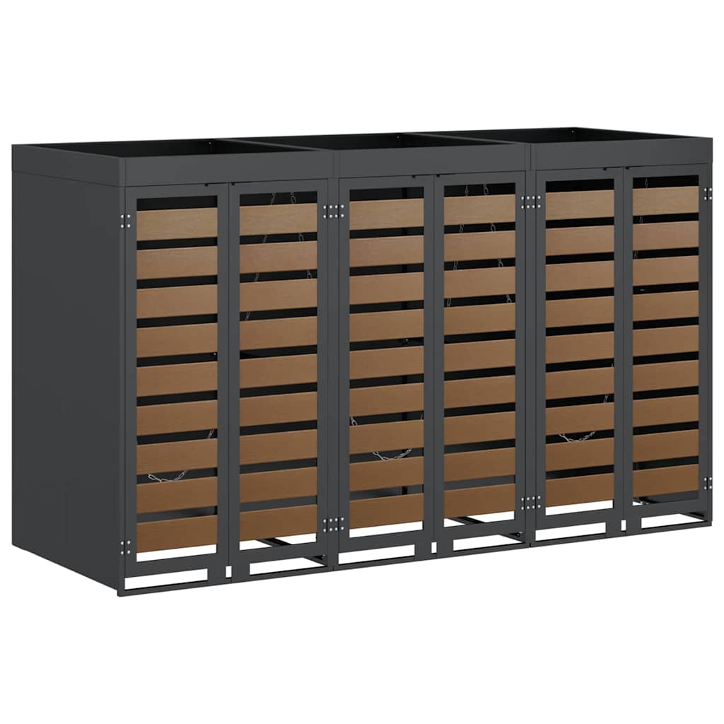 Wheelie Bin Storage for 3 Bins Anthracite 204 x 77.5 x 121.5 cm vidaXL