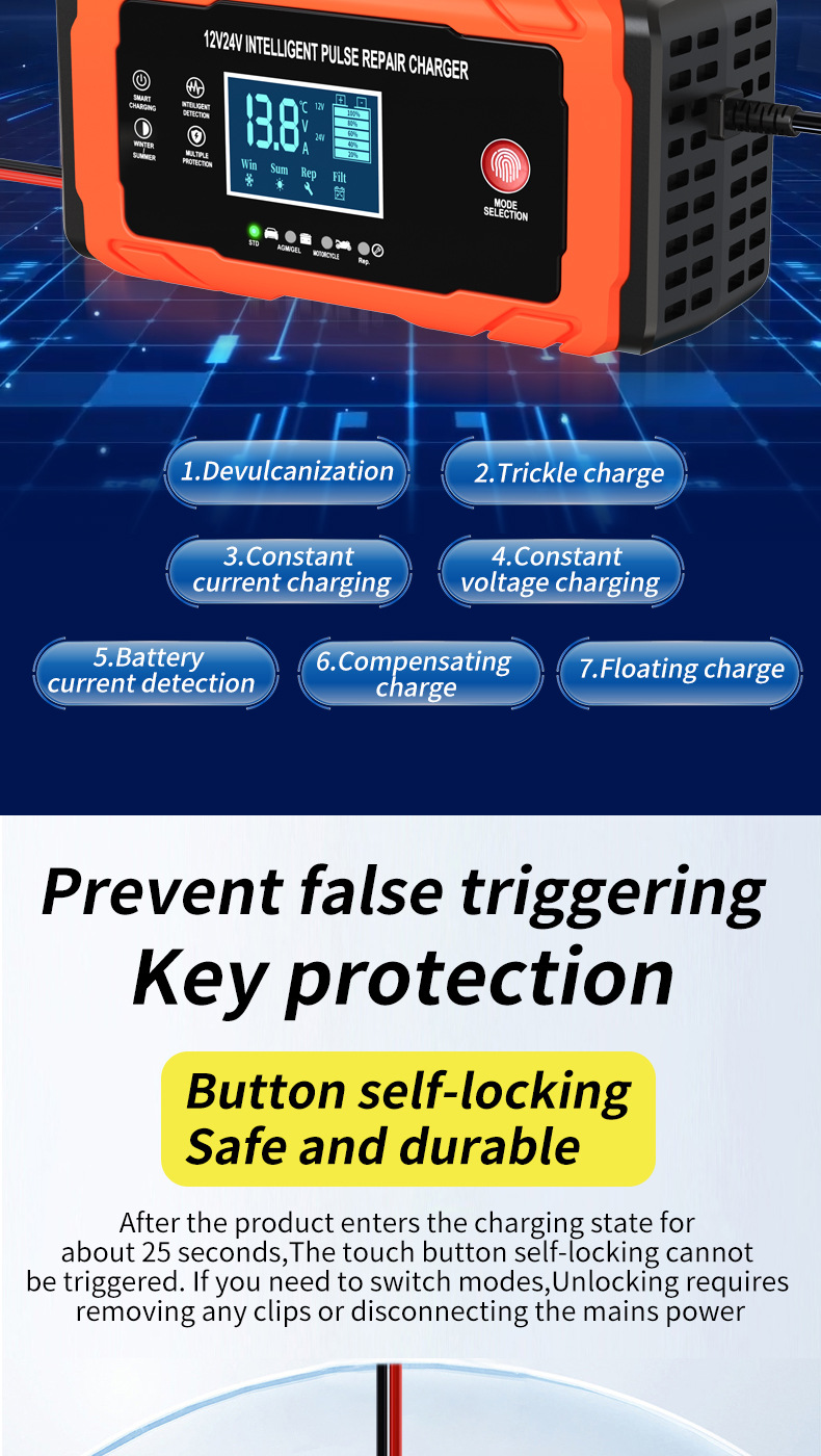 Chargeur de Batterie Voiture, 6A 12V Phosphate de Fer lithié, Acide de ...