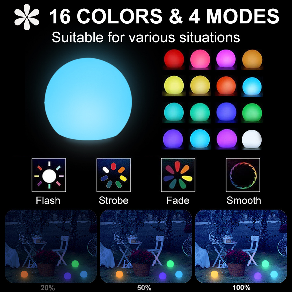 Stück schwimmende Poollichter, IP68 wasserdichte LED-Pool-Schwimmlampe mit Fernbedienung, 16 RGB ...