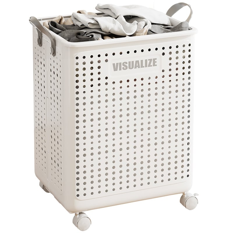 Rolling Laundry Basket Wheeled Hamper Collapsible Ventilated Rolling Laundry Baskets Multi Function Laundry Basket Smooth Slide Bathroom Laundry Basket