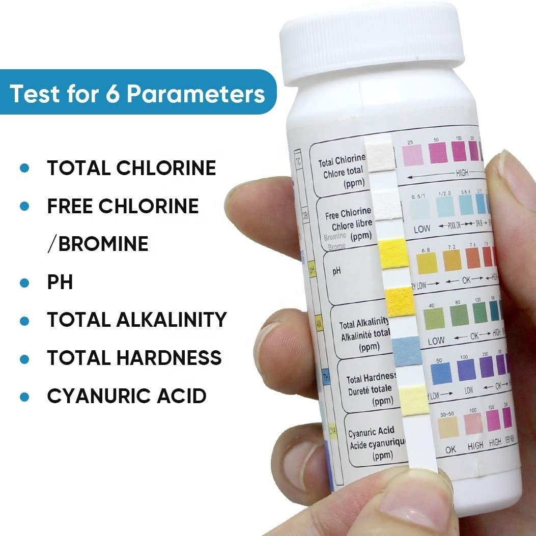 50 Packs 6 in 1 Swimming Pool Water Test Strips for Chlorine, pH ...