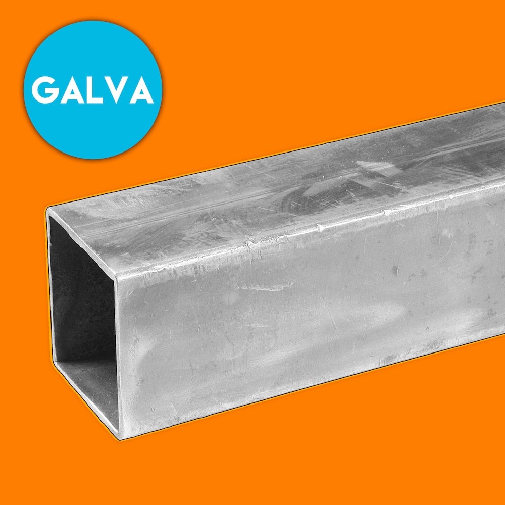 Tube carré en acier Galvanisé - 25x25mm et 1.5mm d'épaisseur - Longueur de 1M80 (180cm).