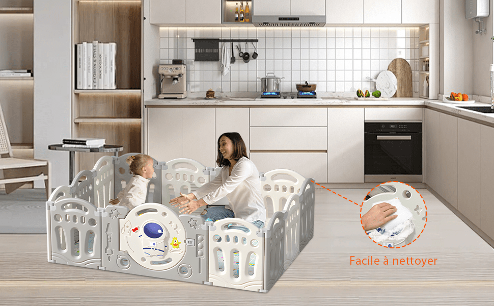 Parc Bebe Modulable MAGICFOX, avec Tapis XPE, barrières solides, 30 ...