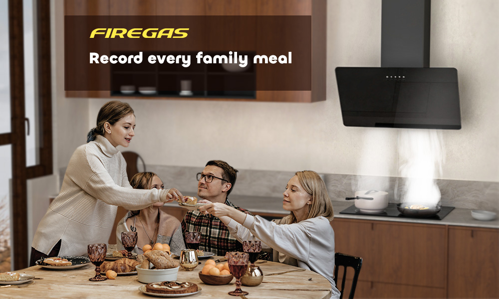 FIREGAS 60cm Angled Chimney Cooker Hood with 332m³/h, LEDs, Brushless ...