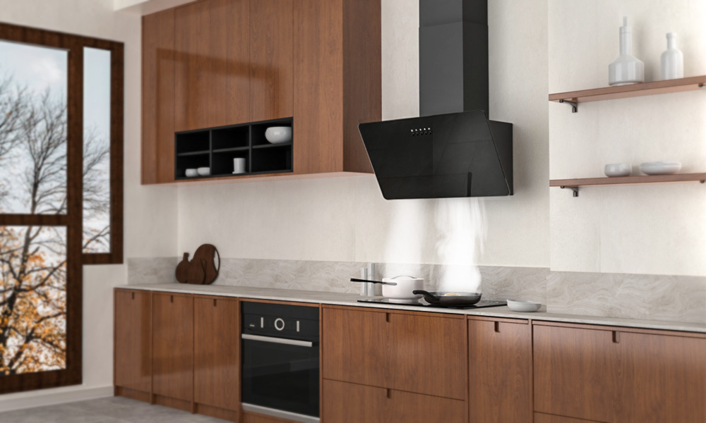 FIREGAS 60cm Angled Chimney Cooker Hood with 332m³/h, LEDs, Brushless ...